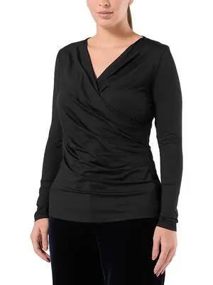 Marina Rinaldi V-neck Long Sleeve Top - Black
