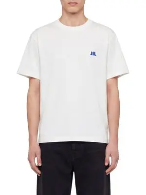 JIL SANDER Cotton Crewneck T-shirt With Contrast Logo On Chest - White