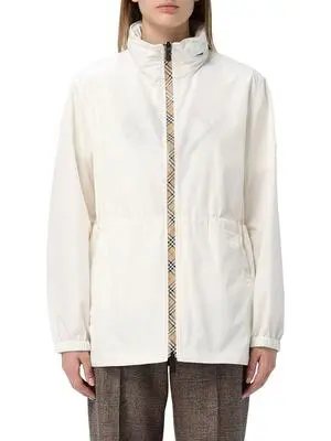 Burberry Zip-up Jacket With Check Detail - White