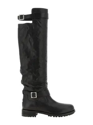 JIMMY CHOO Knee High Buckled Boots - Black