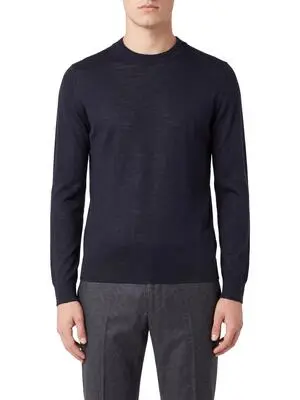 Paul Smith Crewneck Jumper In Pure Merino Wool With Ribbed Trims - Black