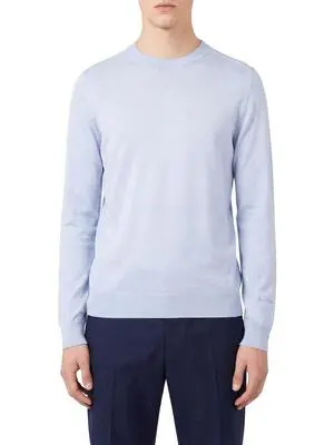 Paul Smith Crewneck Jumper In Pure Merino Wool With Ribbed Trims - Blue 1