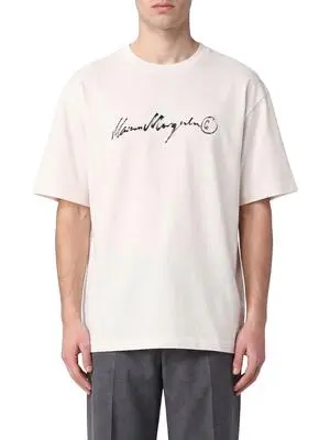 MAISON MARGIELA Cotton T-shirt With Slogan Print And Dropped Shoulders - White