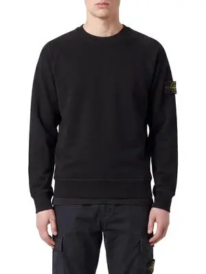 Stone Island Compass Logo Cotton Crewneck Sweatshirt - Black