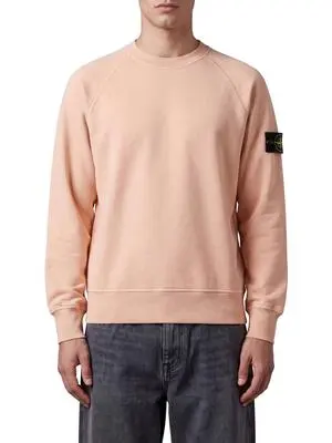 Stone Island Compass Logo Cotton Crewneck Sweatshirt - Pink
