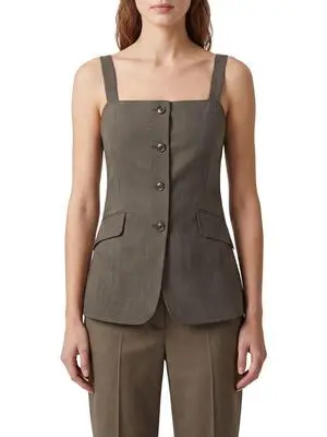 Max Mara Sleeveless Button-up Top With Pocket Detail - Green