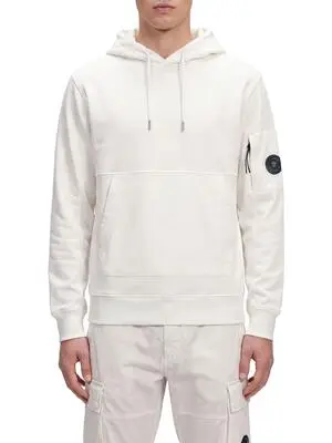 C.P. COMPANY Cotton Hoodie With Kangaroo Pocket - White