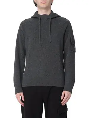 C.P. COMPANY C.P. Company Wool Blend Knit Hoodie With Kangaroo Pocket Grey