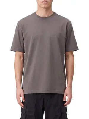Y3 Crewneck Cotton T-shirt With Short Sleeves And Tone-on-tone Logo - Grey