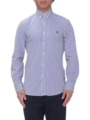Polo Ralph Lauren Polo Ralph Lauren Striped Stretch Cotton Shirt With Embroidered Pony Logo Blue 1