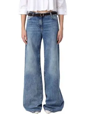 Elisabetta Franchi Wide Leg Jeans With Belt - Blue