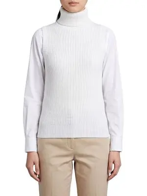 Michael Kors Ribbed Turtleneck Sweater Vest - White