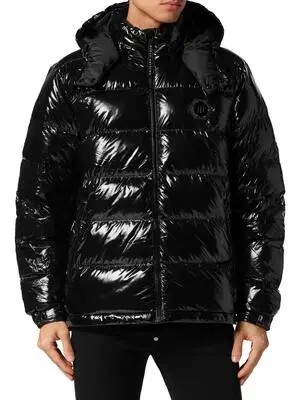 Philipp Plein Puffer Jacket With Hood - Black