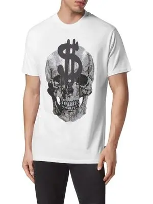 Philipp Plein Cotton T-shirt With Skull Print And Rhinestone Applications - White