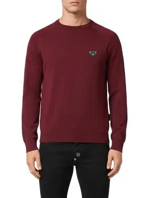 Philipp Plein Long-sleeved Cotton Crewneck Jumper - Amaranth