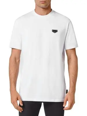 Philipp Plein Cotton T-shirt With Applied Logo Patch On The Chest - White