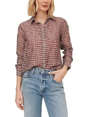 Bella Dahl Classic Button Down Shirt - Plum Gingham Print