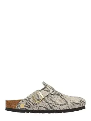 BIRKENSTOCK Boston Suede Mules With Python Print - Beige