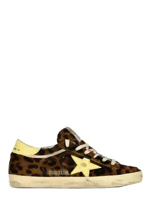 GOLDEN GOOSE Super-star Leopard Print Calfskin And Pony Hair Sneakers - Brown