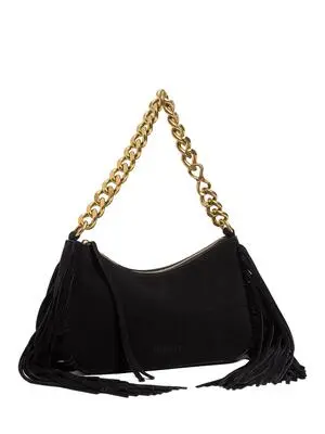 TWINSET Liliane Suede Shoulder Bag - Black