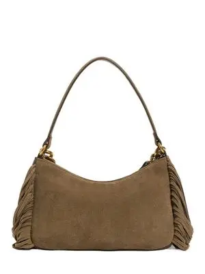 TWINSET Liliane Suede Shoulder Bag - Olive