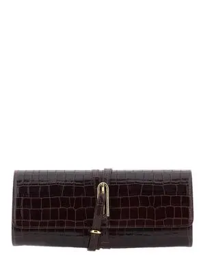 LIFFNER Liffner Smooth Calfskin Clutch Bag With Flap And Buckle Closure Burgundy