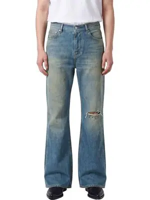 Amiri Five-pocket Distressed-effect Flared Jeans - Denim