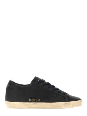 GOLDEN GOOSE Golden Goose Super-Star Grained Leather Sneakers With Laminated Logo