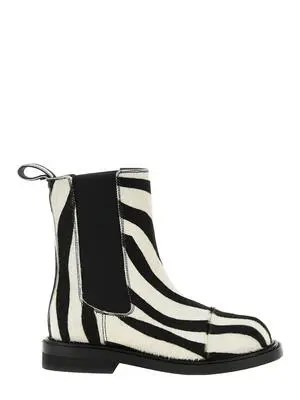 Moschino Zebra Print Chelsea Boots - White