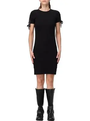 BURBERRY Burberry Black Ribbed Dress With Tie Detail Sleeves