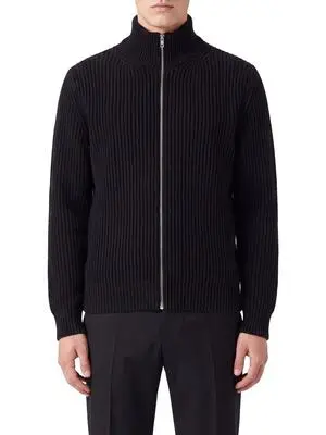 MAISON MARGIELA Ribbed Zip-up Sweater - Black