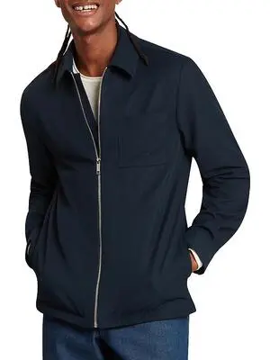 Ted Baker London Frenkie Waffle Knit Zip Overshirt - Navy