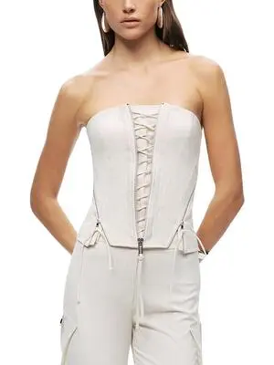 NOCTURNE Strapless Lace-up Bustier - Open White