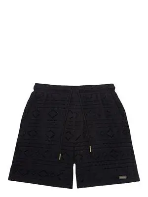 HONOR THE GIFT Pointelle Crochet Drawcord 7 Inch Shorts - Black