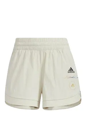 Adidas Logo Elastic Waist Athletic Shorts - White