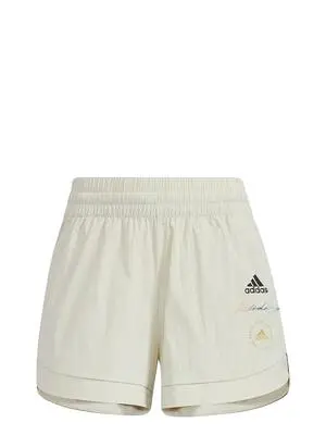 Adidas Logo Elastic Waist Athletic Shorts - White