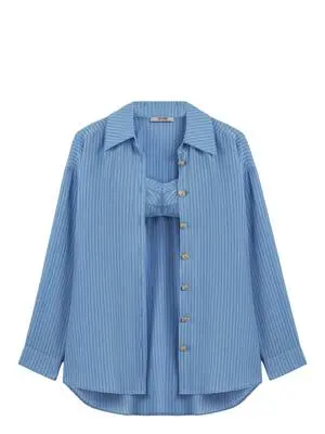 NOCTURNE Embellished Bustier Detail Shirt - Blue