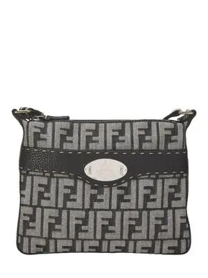 Fendi Zucca Selleria Messenger Bag - Black