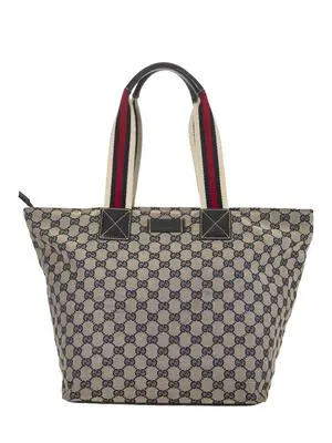 Gucci Gg Canvas Web Zip Tote - Navy