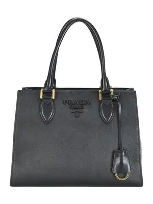 Prada Saffiano Monochrome Tote - Black