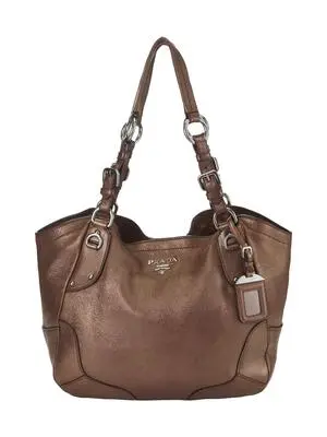 Prada Calfskin Shopping Tote - Brown
