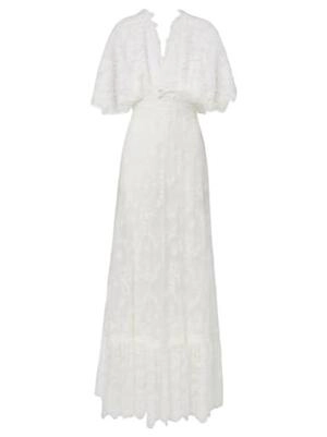 Elie Saab Embroidered Cotton-blend Lace Gown - White