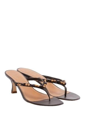 Staud Freja Beaded Leather Thong Sandals - Nude