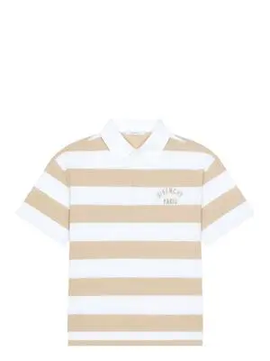 Givenchy Striped Polo In Cotton With Paris Embroidery - White/beige