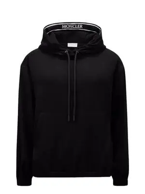 Moncler Logo Detailed Drawstring Hoodie - Black
