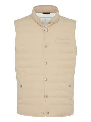 Brunello Cucinelli High-neck Padded Gilet - Brown