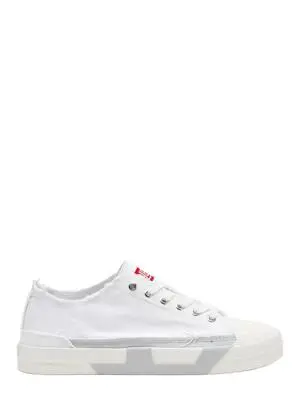 DIESEL® Lace-up Distressed Sneakers - White/grey