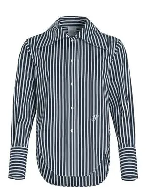 PATOU Striped Fitted Button-up Blouse - Black