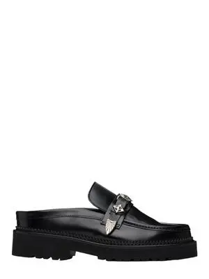 TOGA VIRILIS Round Toe Loafers With Graphic Hardware - Black