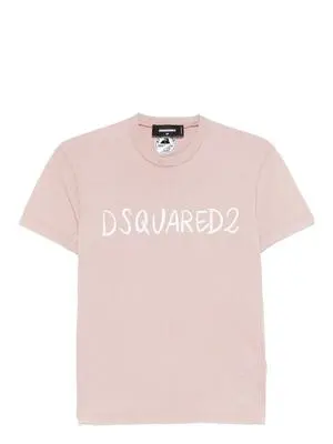 Dsquared2 White Fade Just Right Fit Handwritten Logo T-shirt - Nude